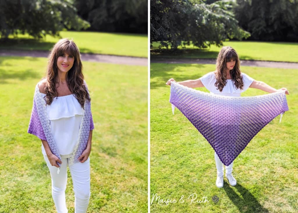 Free Crochet Shawl Pattern (Relaxing, 1 Skein Project) - Maisie and Ruth