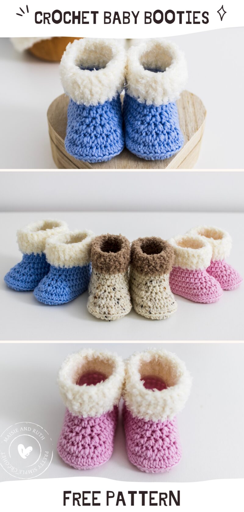 Quick Crochet Baby Booties (Free Pattern) - Maisie and Ruth