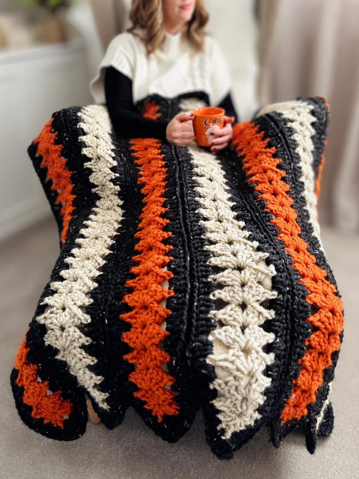 Spooky Strips Halloween Mile-a-Minute Crochet Blanket (Free Pattern and ...